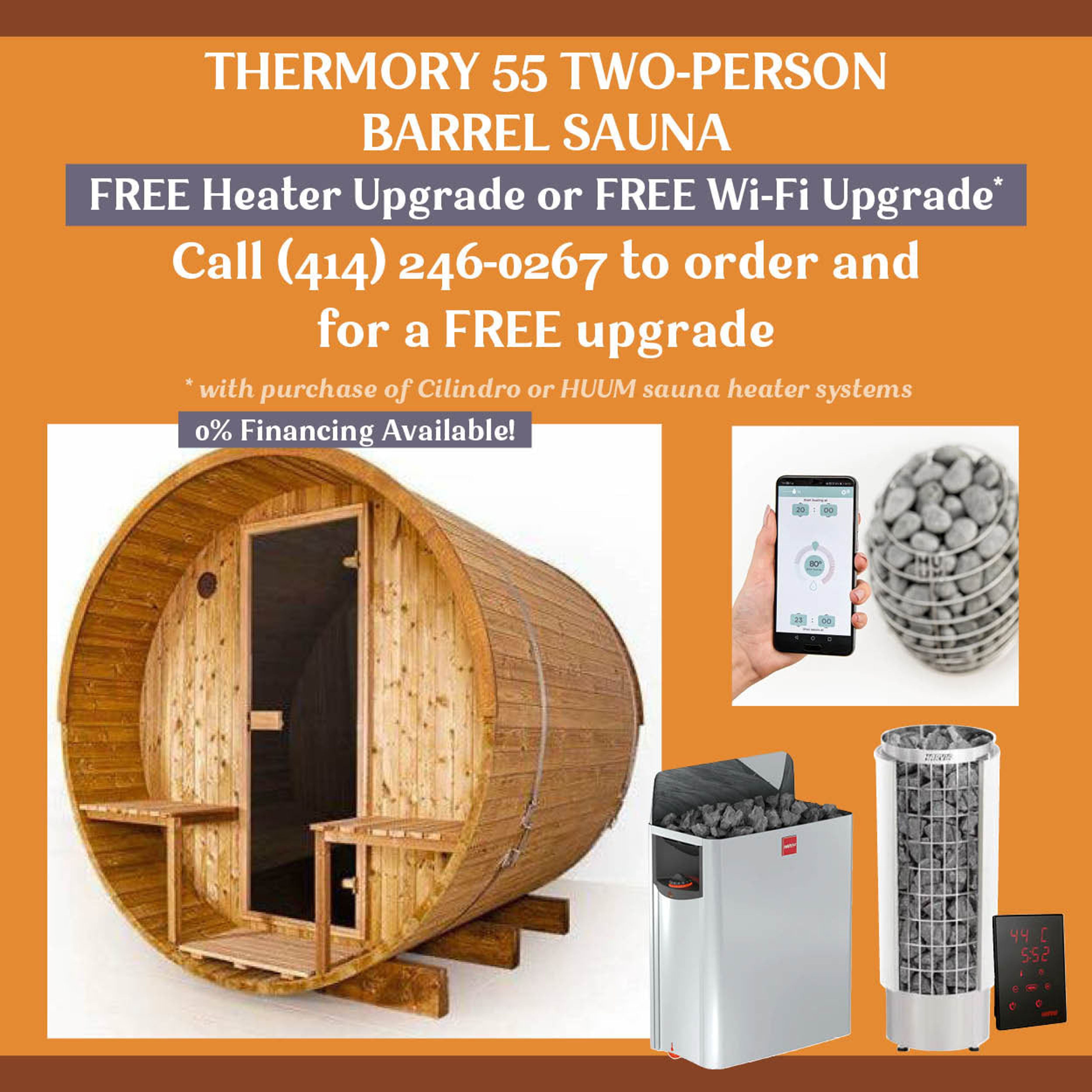 Thermory Barrel Sauna 55 DIY Kit 2 Person Sauna Builder